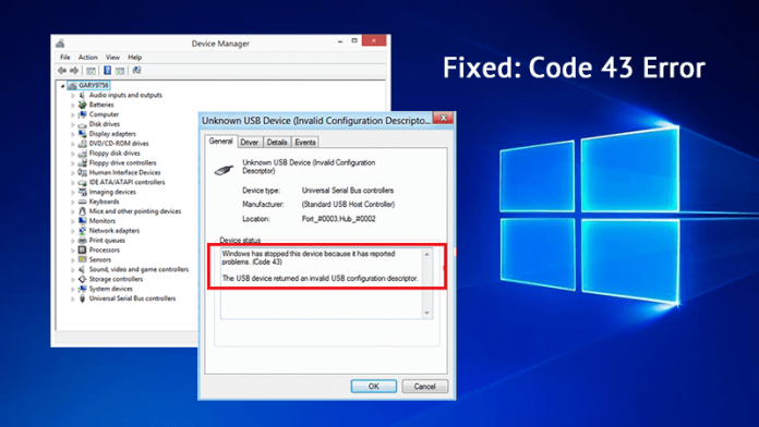 Quick Fix "Windows has stopped this device because it has reported problems (code 43)"?